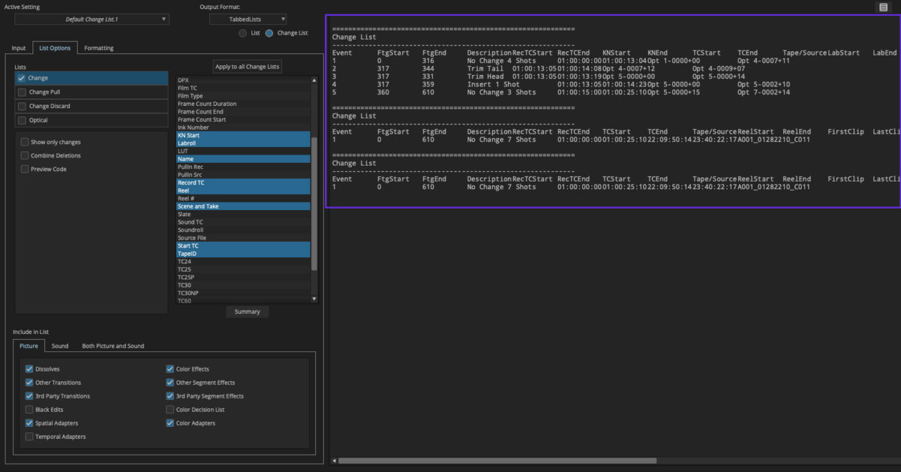 Create a Media Composer Changelist Using the List Tool